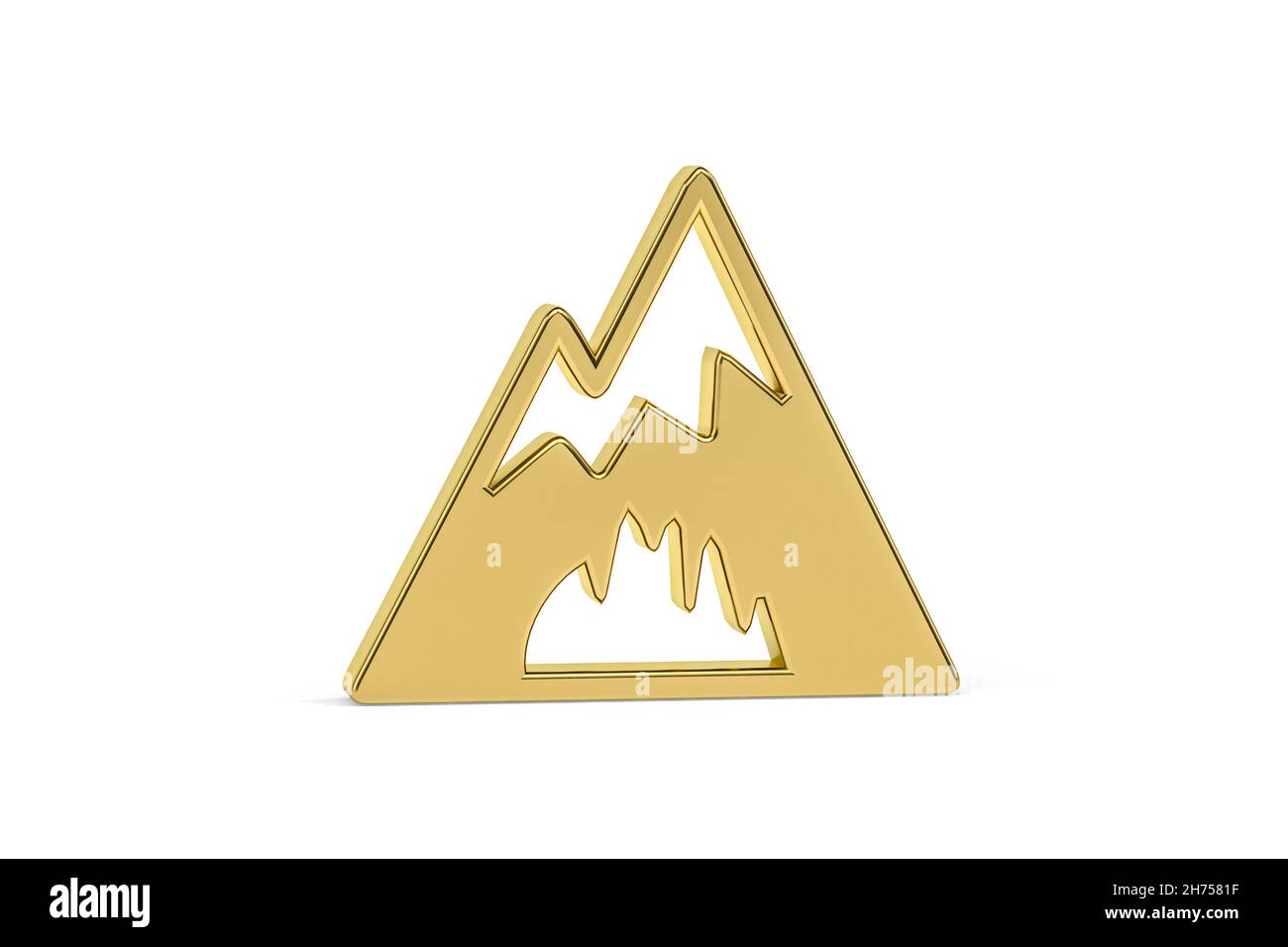 Golden 3d cave icon isolated on white background - 3d render Stock ...
