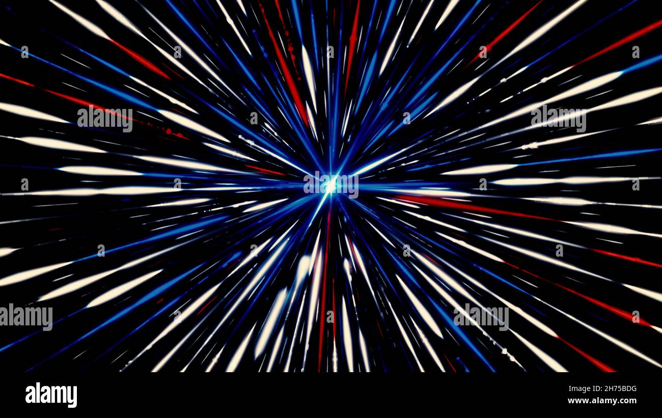 Travelling through black space, colorful starfield, seamless loop ...