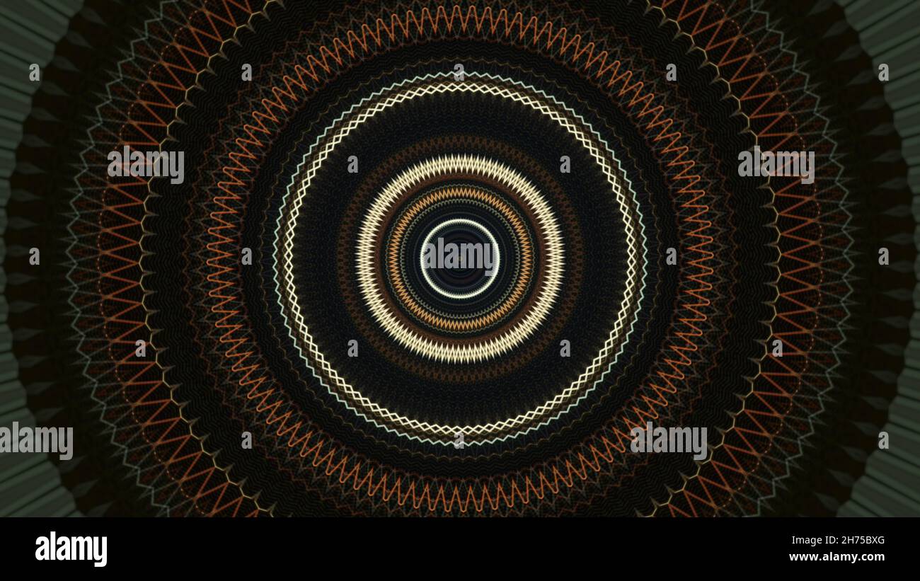 Circular waves motion graphics on black background, seamless loop ...