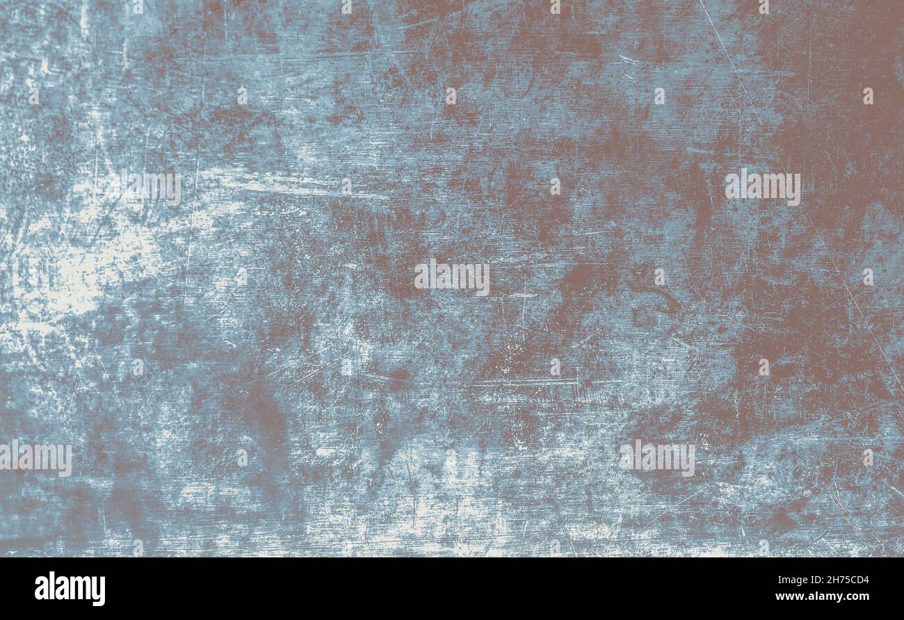 Scratched grunge texture of metal. Vintage old background. Abstract chalk effect. Blue grunge ...