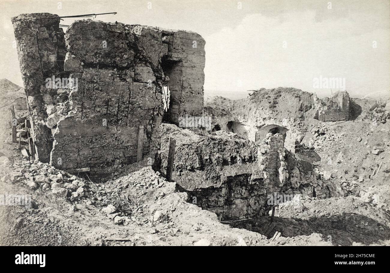 A historical view of a part of the heavily shelled concrete defences of ...