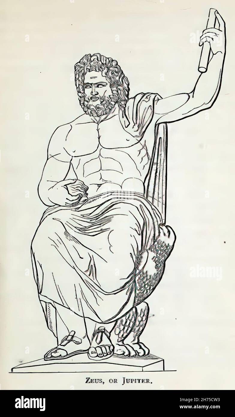 Illustration of the 19th century engraving of Zeus Stock Photo - Alamy