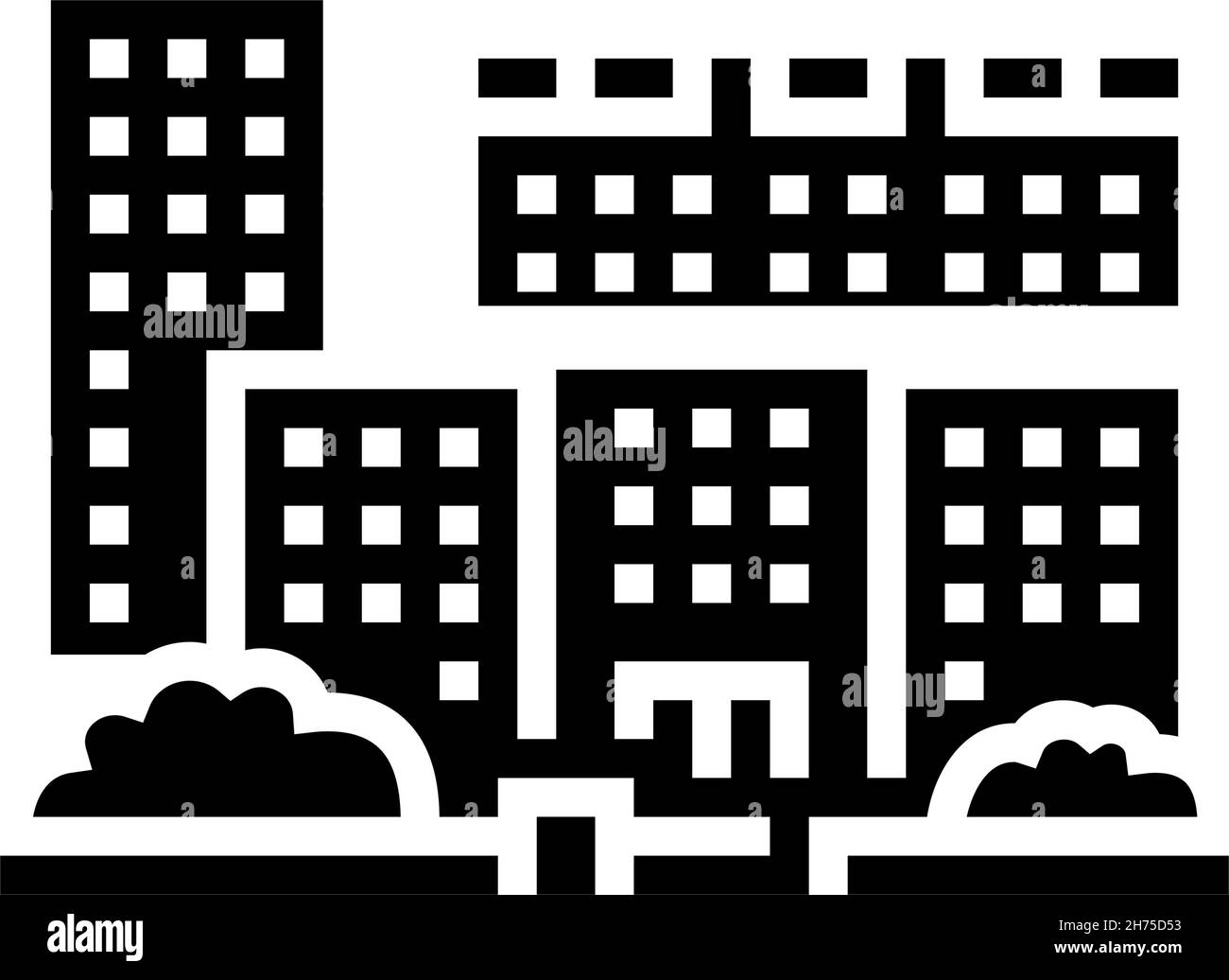 residential complex apartment building glyph icon vector illustration ...