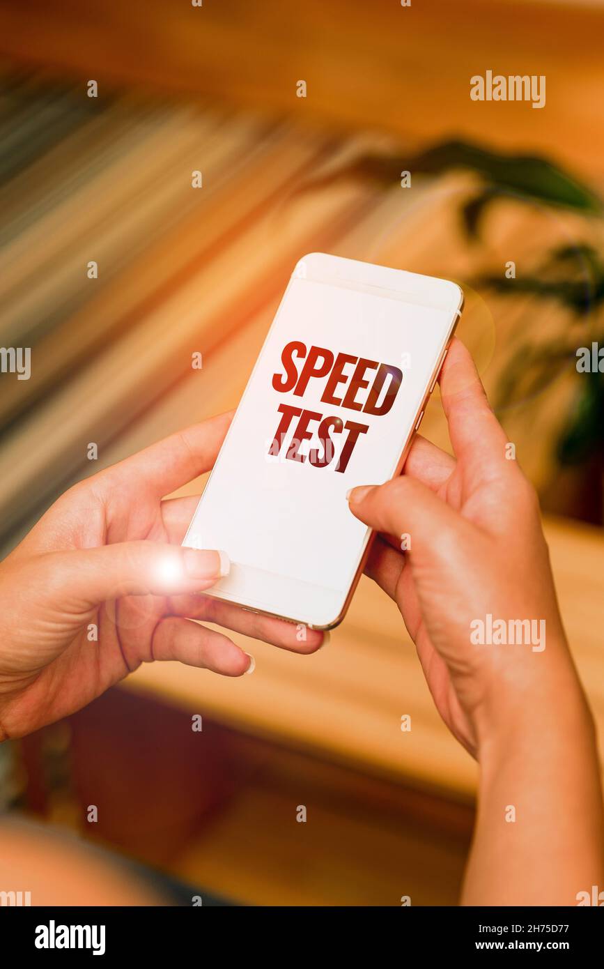 Sign displaying Speed Test. Word Written on psychological test for the ...