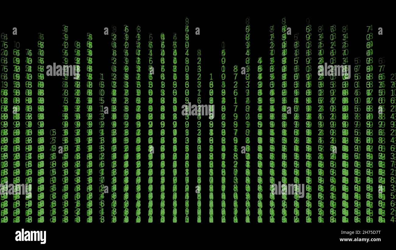 Background of matrix with binary lines. Motion. Lines of changing ...