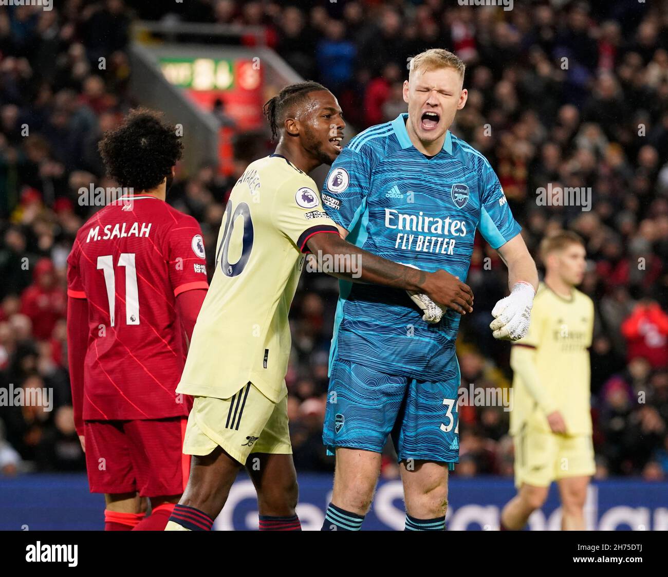 Liverpool, England, 20th November 2021. Aaron Ramsdale of Arsenal ...