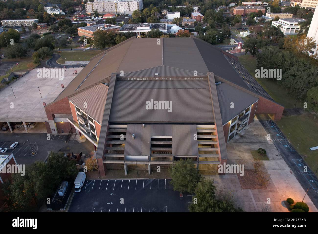 An aerial view of the Tucker Center aka Donald L. Tucker Civic Center ...