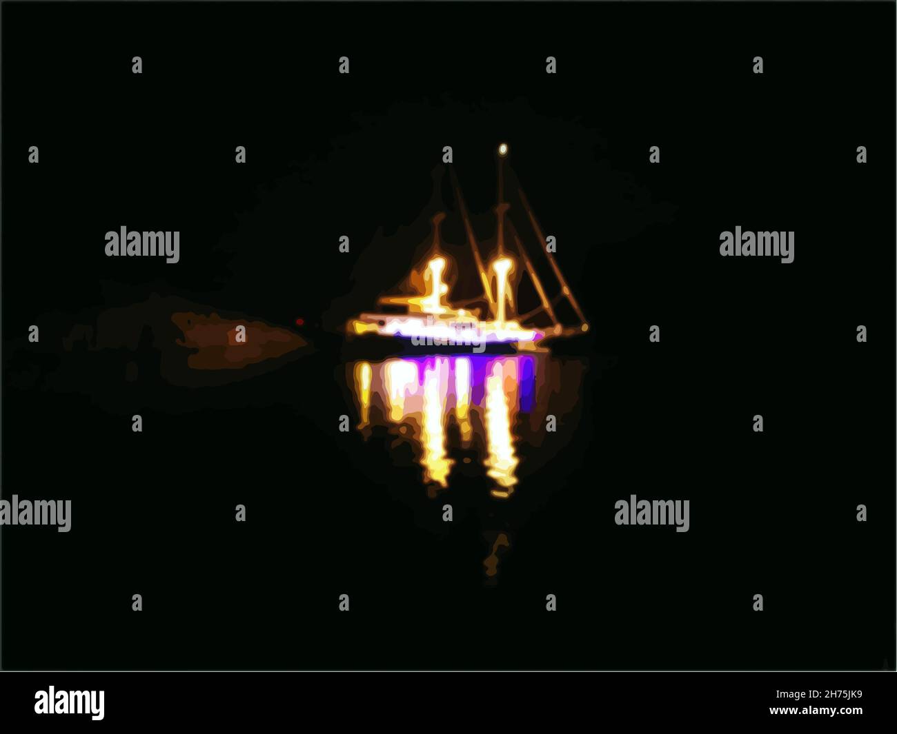 Ship night view Stock Vector Images - Alamy