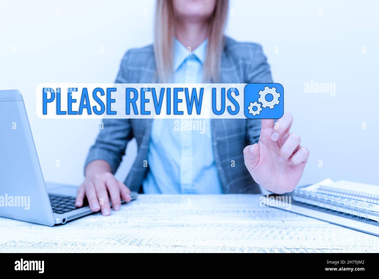 Handwriting text Please Review Us. Business approach situation or ...