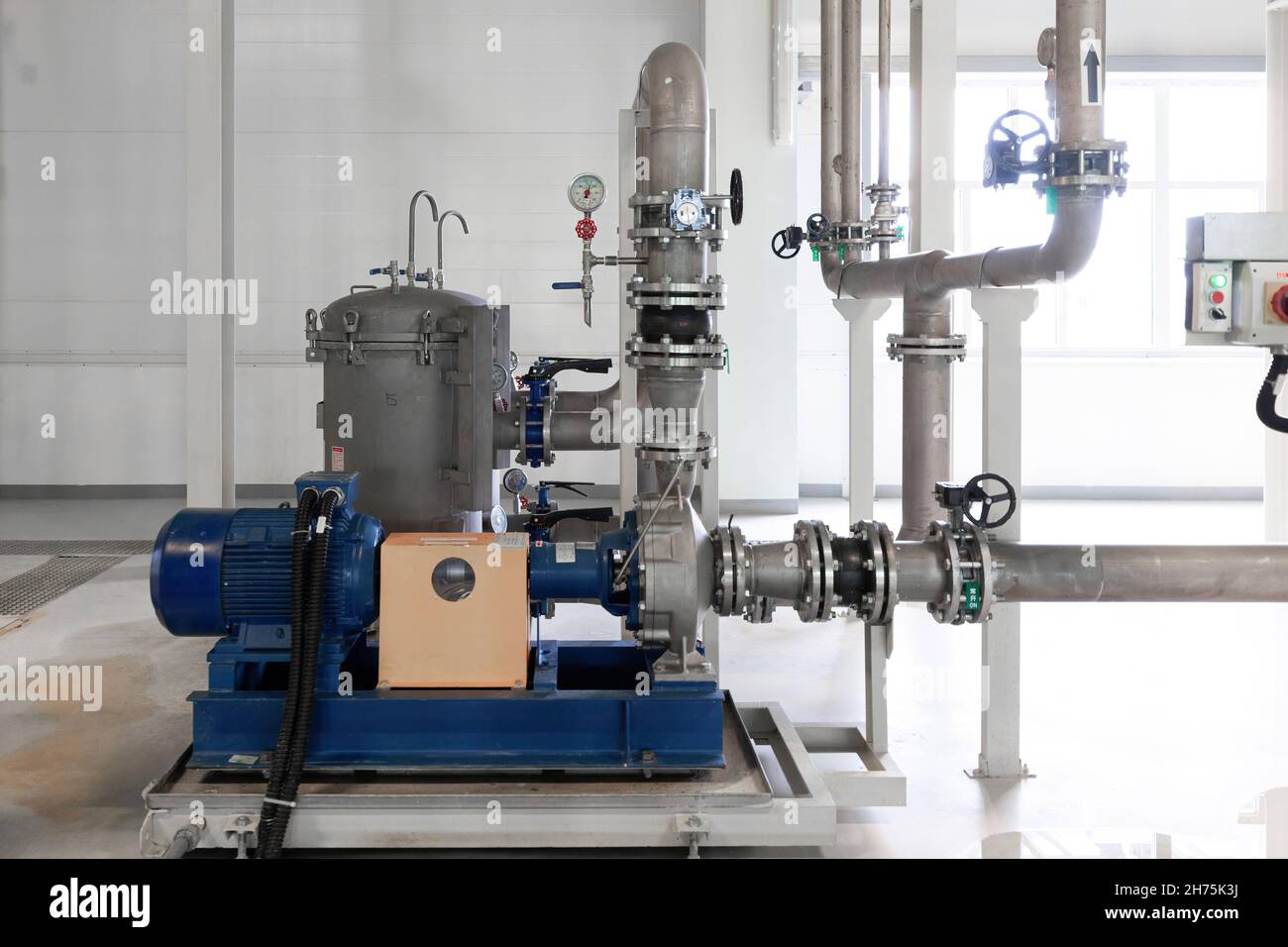 Closeup photo of pipes and tanks. Chemistry and medicine production ...