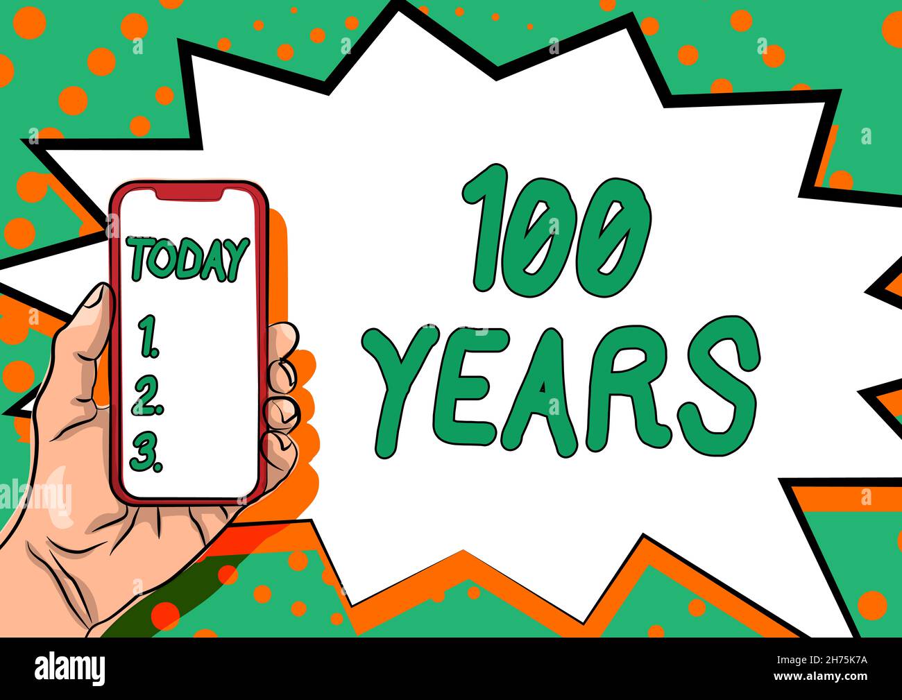 Hand writing sign 100 Years. Concept meaning Remembering special day ...