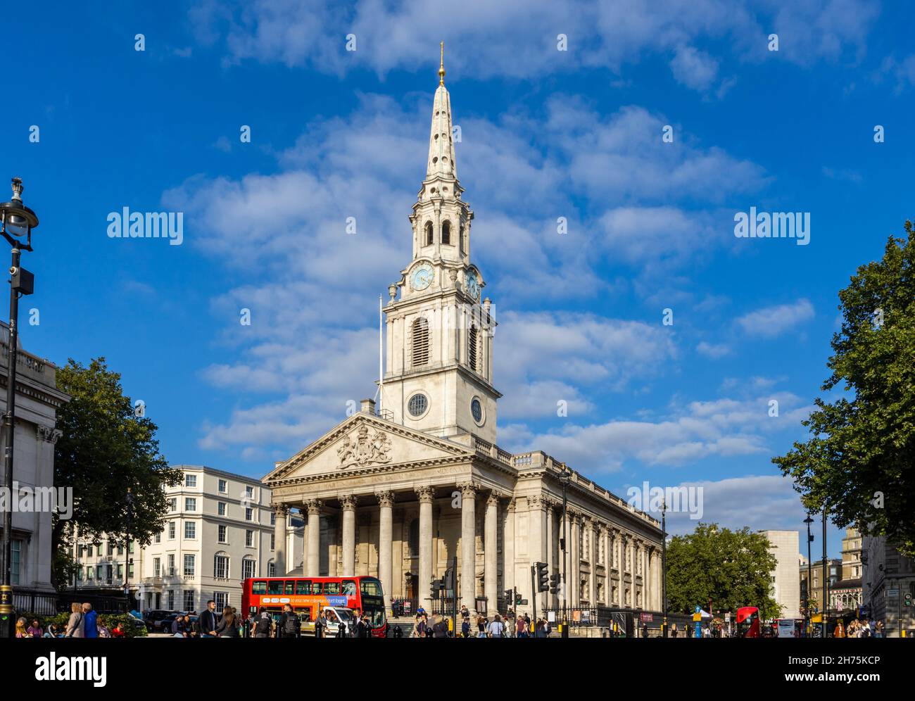 View of St Martin-in-the-Fields church from Trafalgar Square in central ...