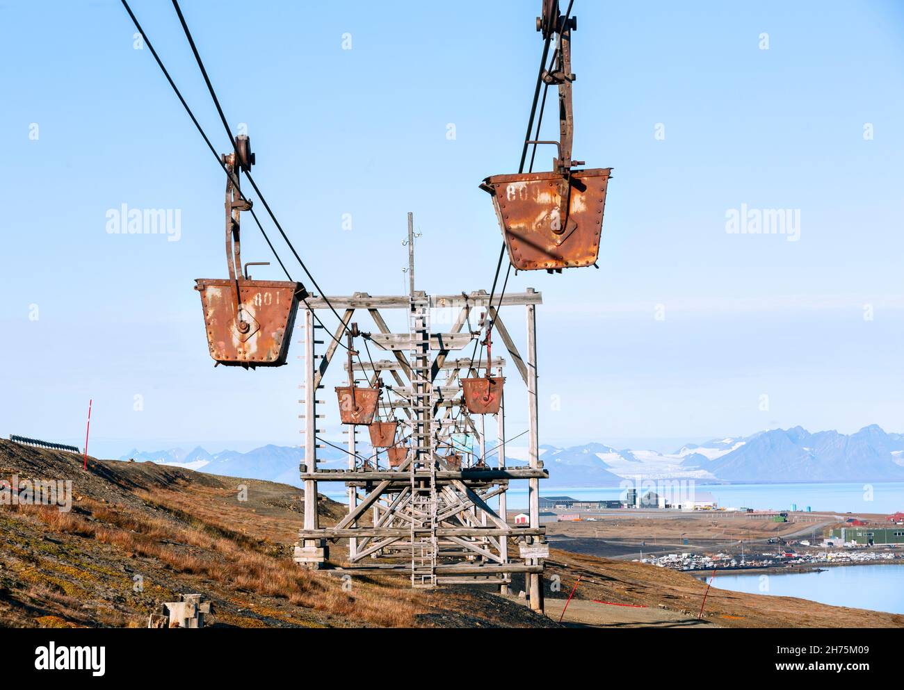 Look througt he old cableway for transporting coal from mines in ...