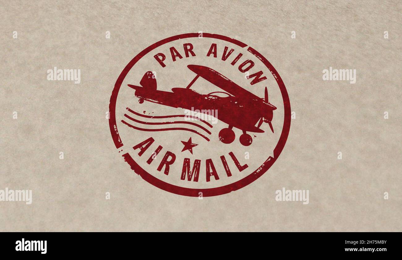Air Mail stamp icons in few color versions. Retro par avion post letter ...