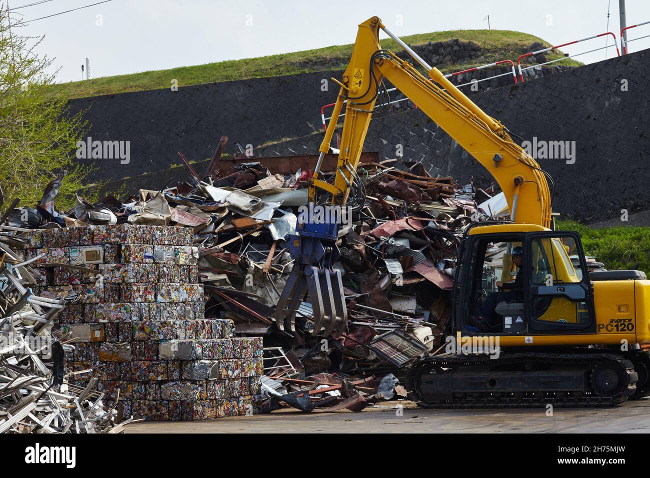 Japan, Yudanaka of Nagano prefecture April 2018. Scrap Shear of HCD Ltd ...