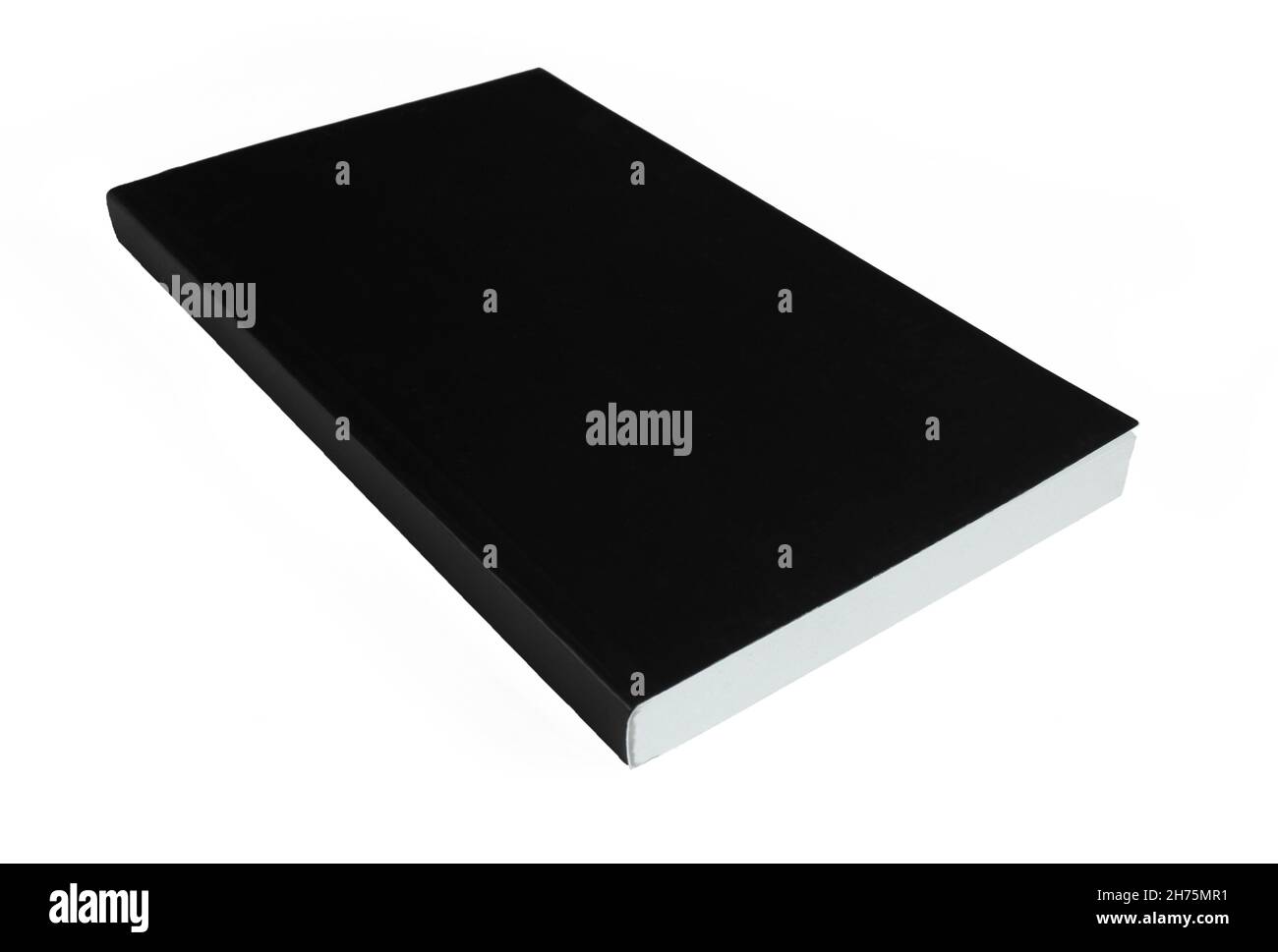 Closed book with blank black cover isolated on white background Stock ...