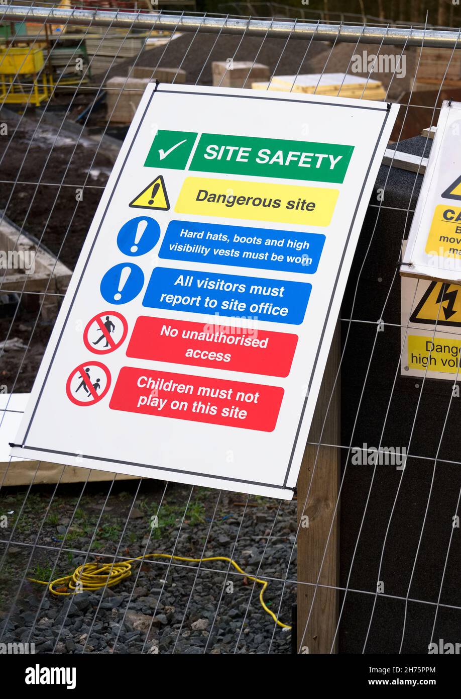 Construction site health and safety message rules sign board signage on ...