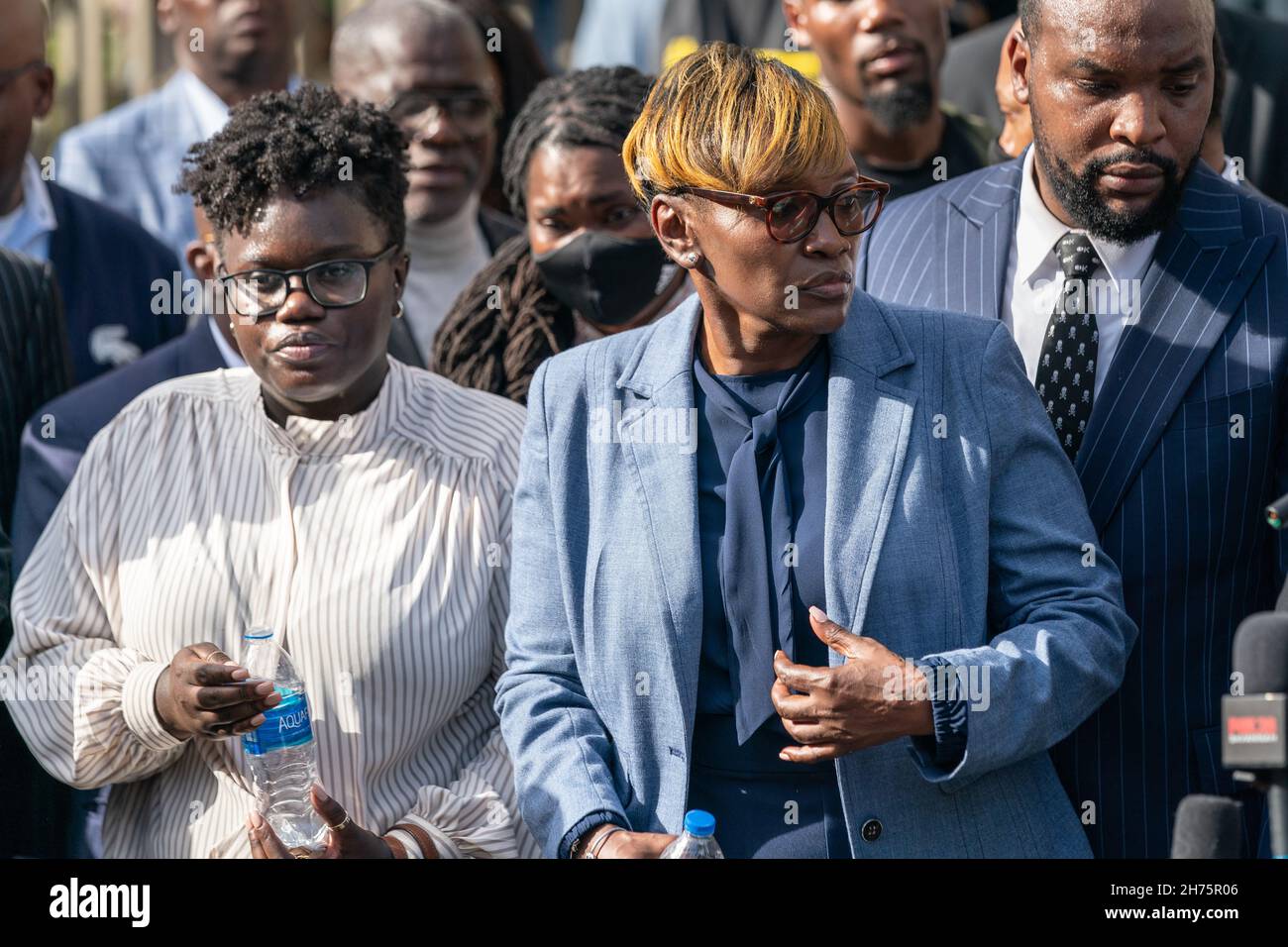 Wanda Cooper-Jones, right, mother of slain jogger Ahmaud Arbery and his ...