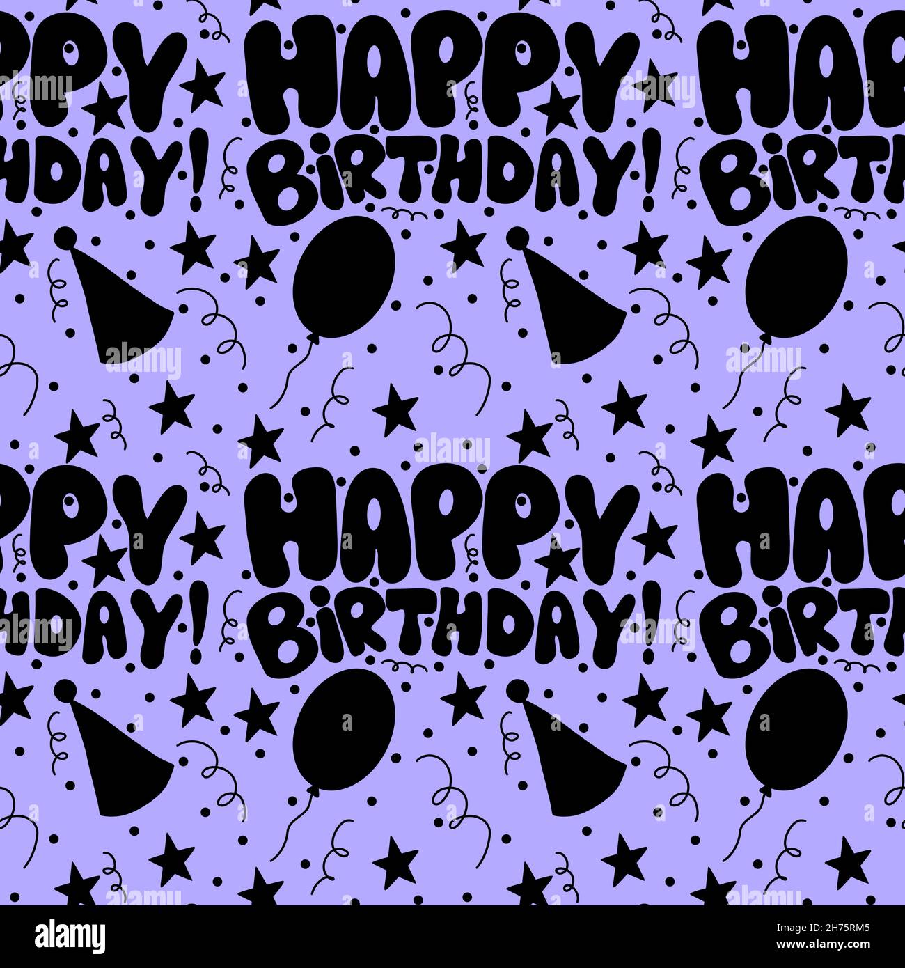 Seamless birthday pattern with balloons on violet background Stock ...