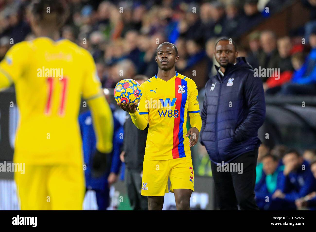 Tyrick Mitchell #3 of Crystal Palace prepares to take a throw in Stock ...