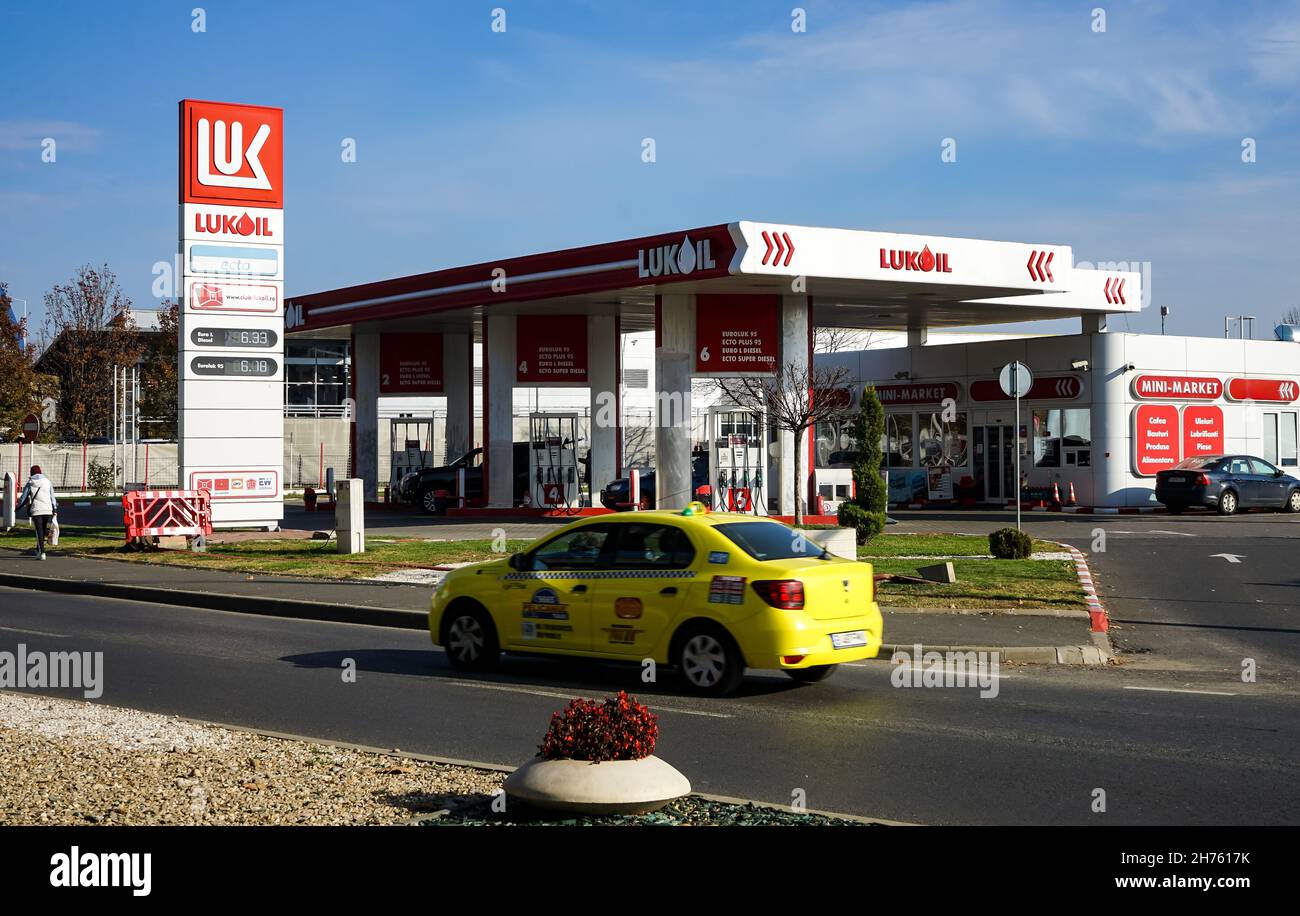 Bucharest, Romania - November 18, 2021: A Lukoil gas station is seen in ...