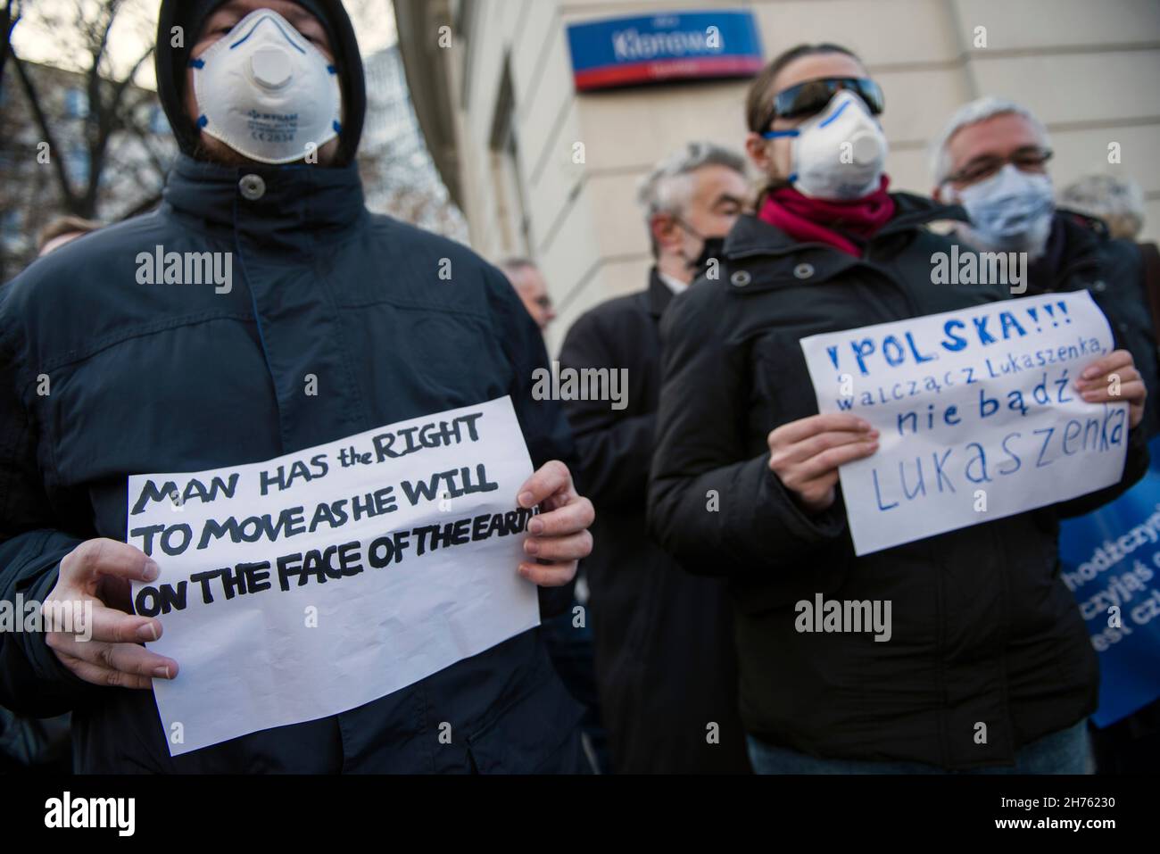 A protester holds a placard expressing his opinion, during the ...