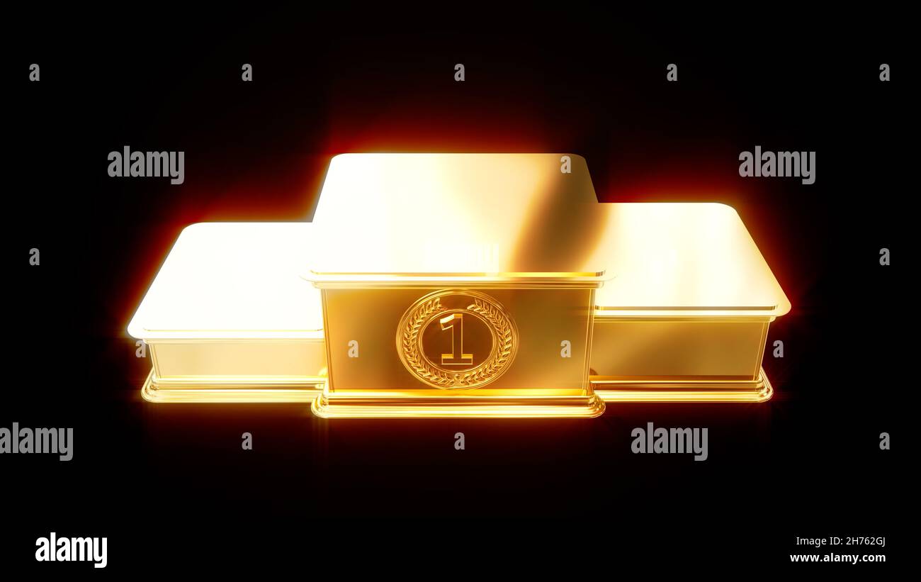 gold metal winners award podium on dark background, isolated - object ...
