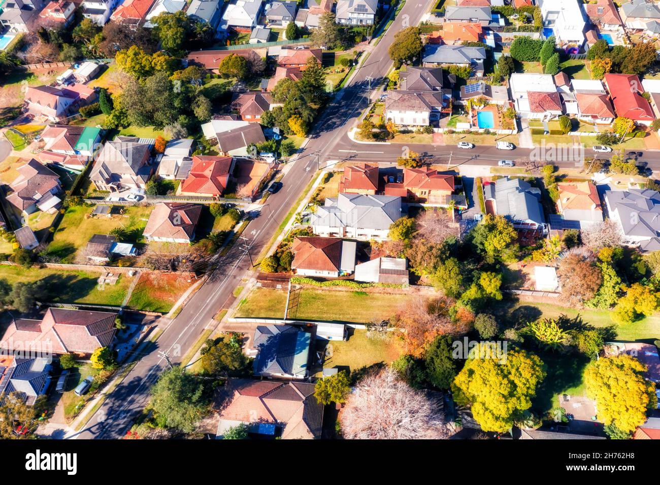 QUiet green leafy streets in residential suburbs of city of Ryde ...