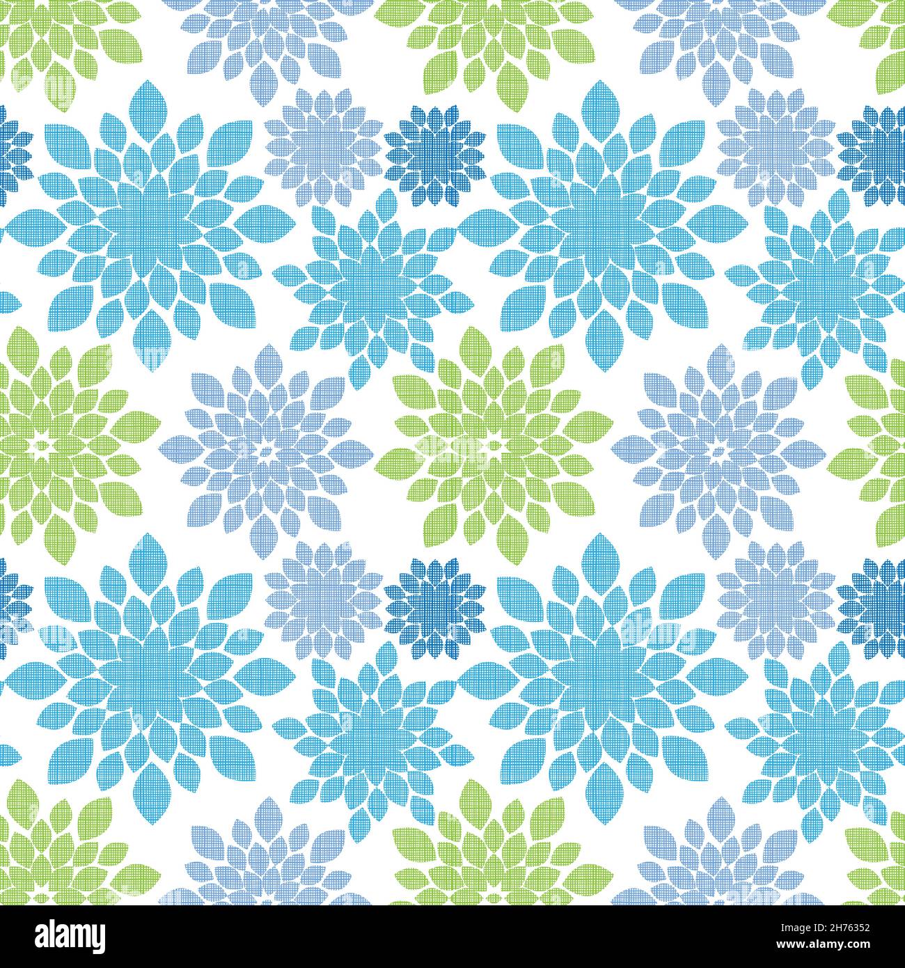Blue and Green Floral Repeat Pattern Background Stock Vector Image ...