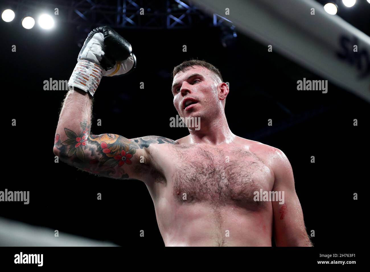 Nick Campbell celebrates after winning the heavyweight fight against ...