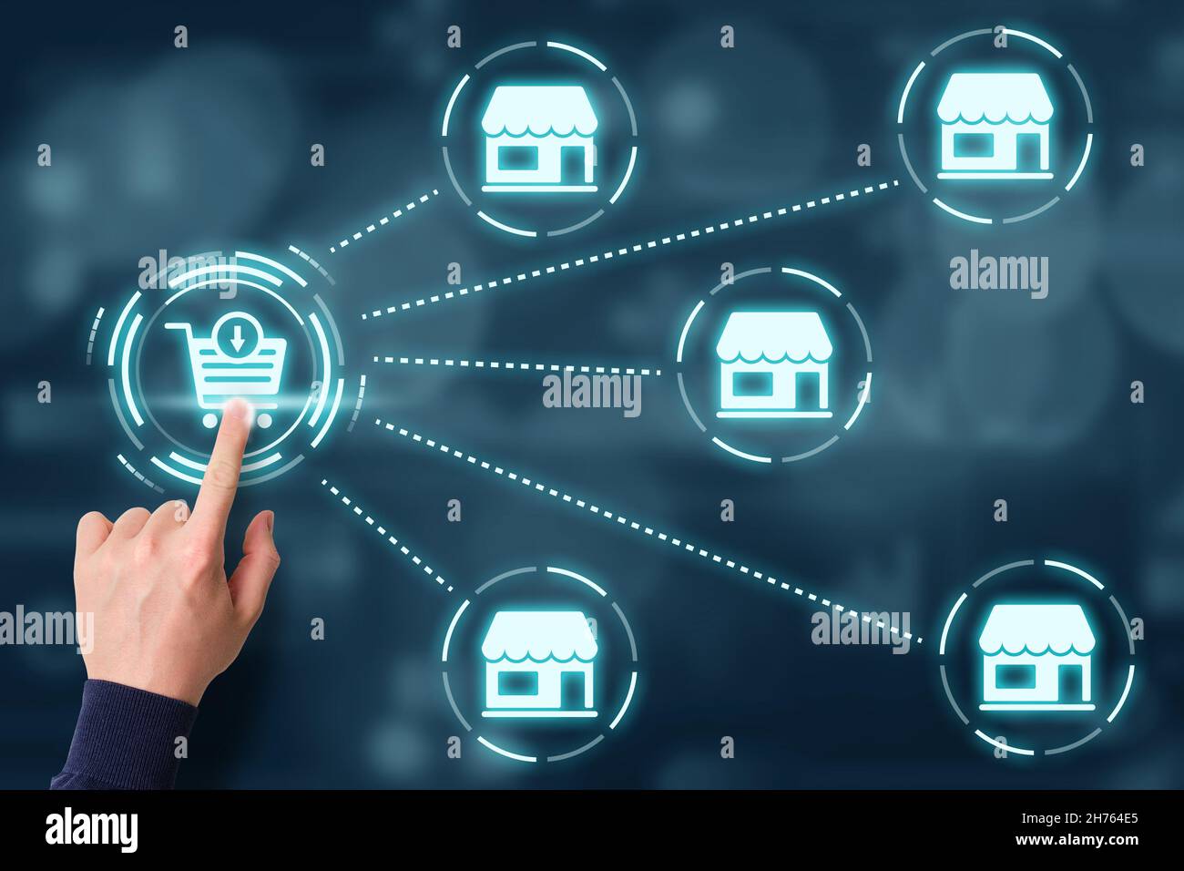 Concept add to cart. The person makes purchases in various online ...