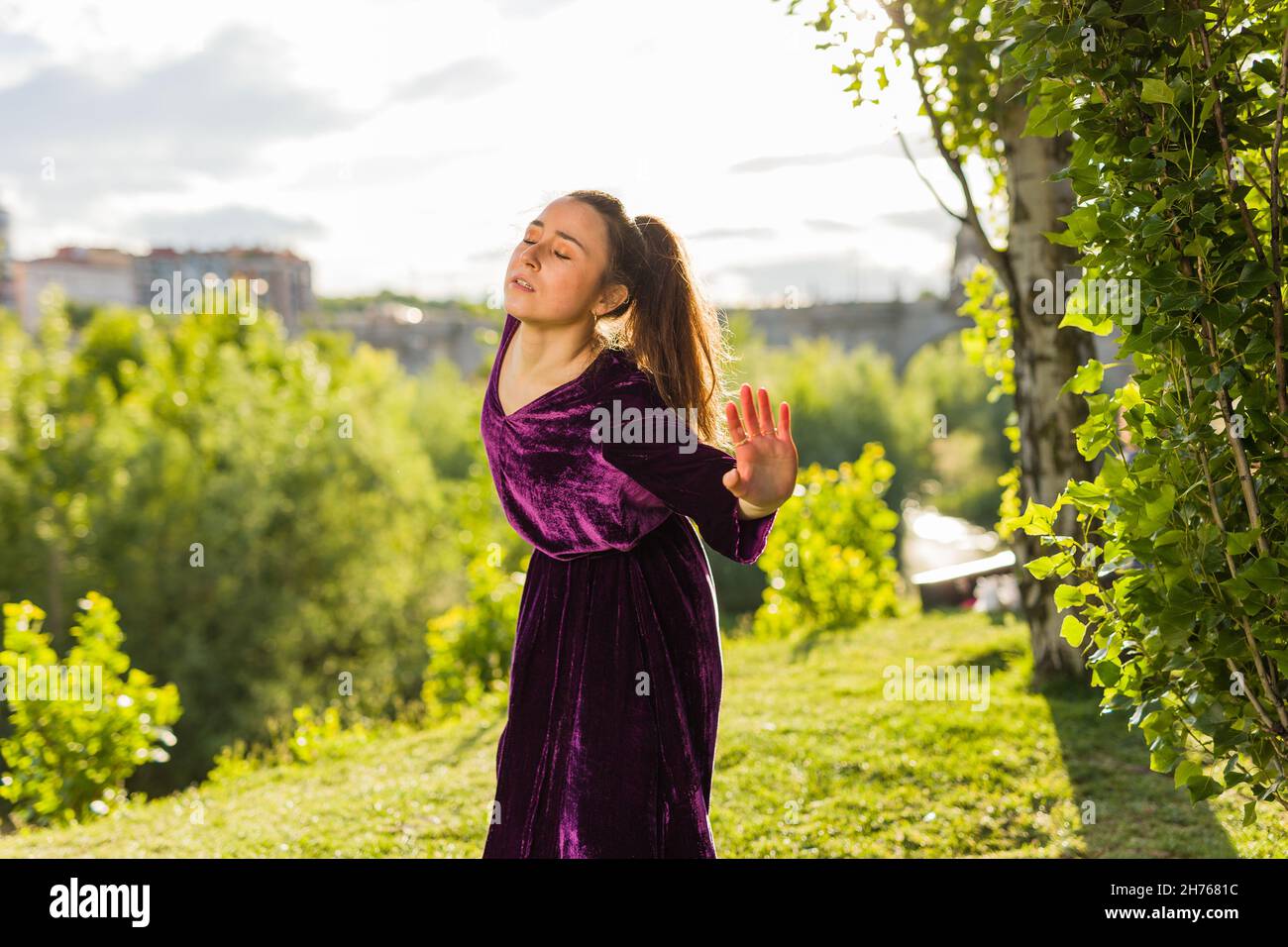 a hispanic ballerina beautiful dancer enjoy rhythm in motion with happy ...