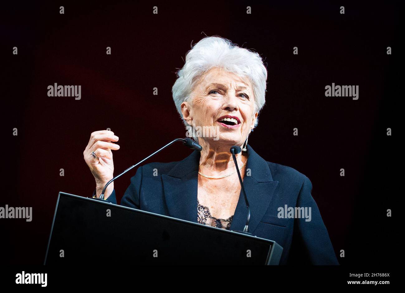 Hanover, Germany. 20th Nov, 2021. Actress Nicole Heesters gives a ...