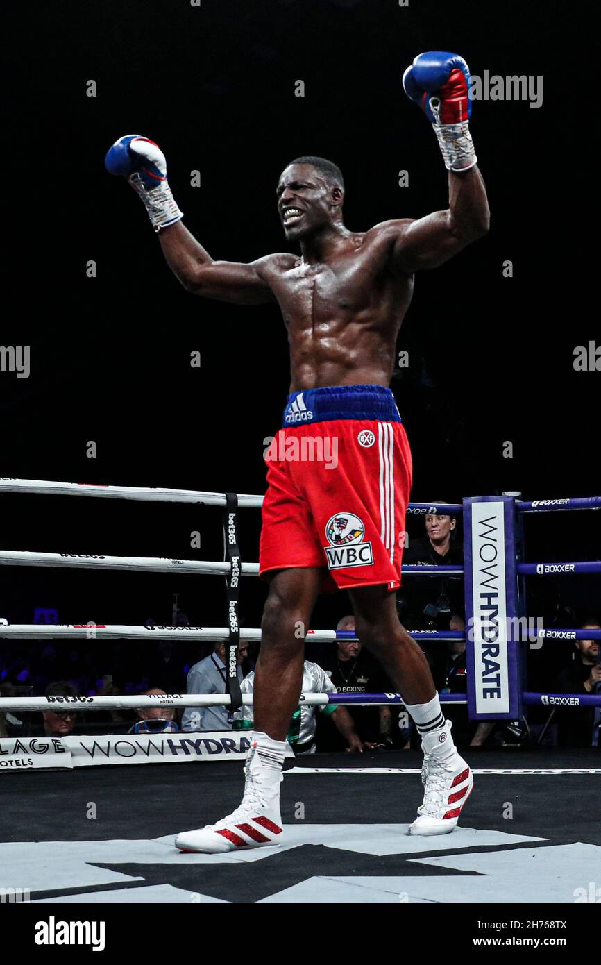 Richard Riakporhe Celebrates After Winning His Cruiserweight Fight Richard Riakporhe Celebrates After Winning His Cruiserweight Fight