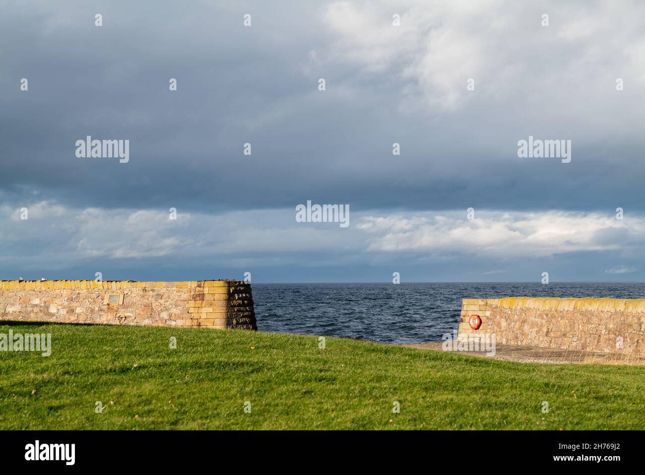 BUCKIE, MORAY, SCOTLAND - 19 NOVEMBER 2021: This is the sun shining on ...