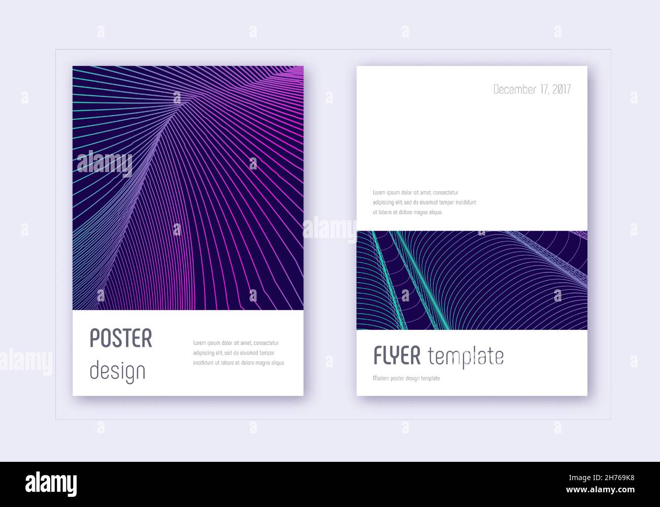 Minimalistic cover design template set. Neon abstract lines on dark ...
