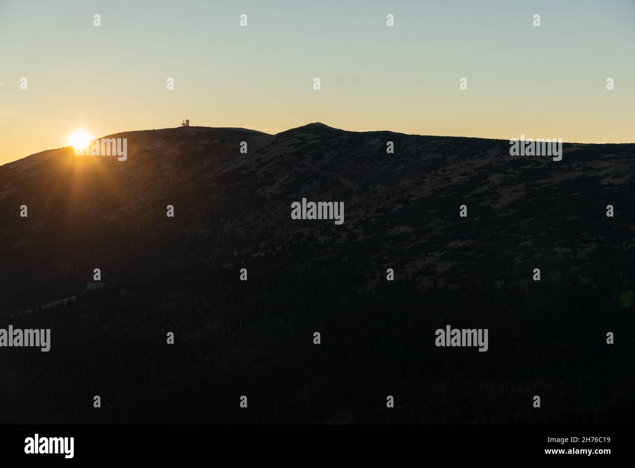 Sunrise in polish mountains Karkonosze Stock Photo - Alamy