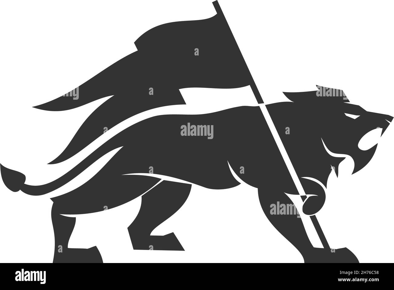 Lion Holding Flag Template Illustration Brand Icon Stock Vector Image ...