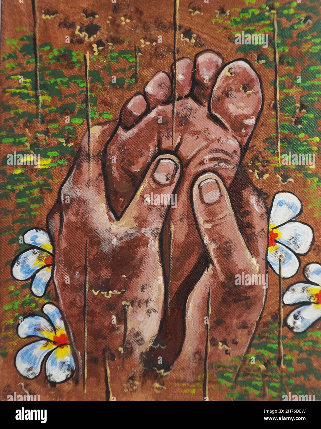 Art painting Acrylic color Spa Foot massage Stock Photo - Alamy
