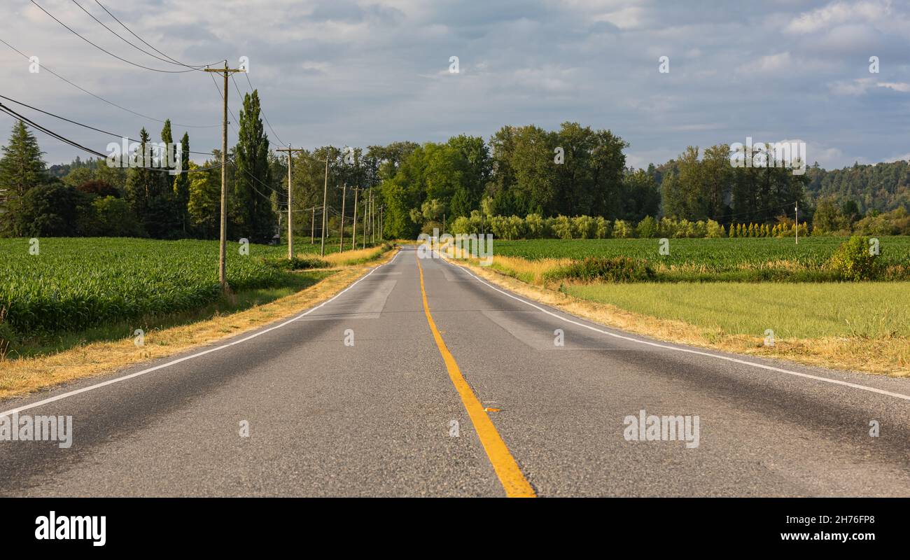Road through rural area. Road and car travell. Car travel adventures ...