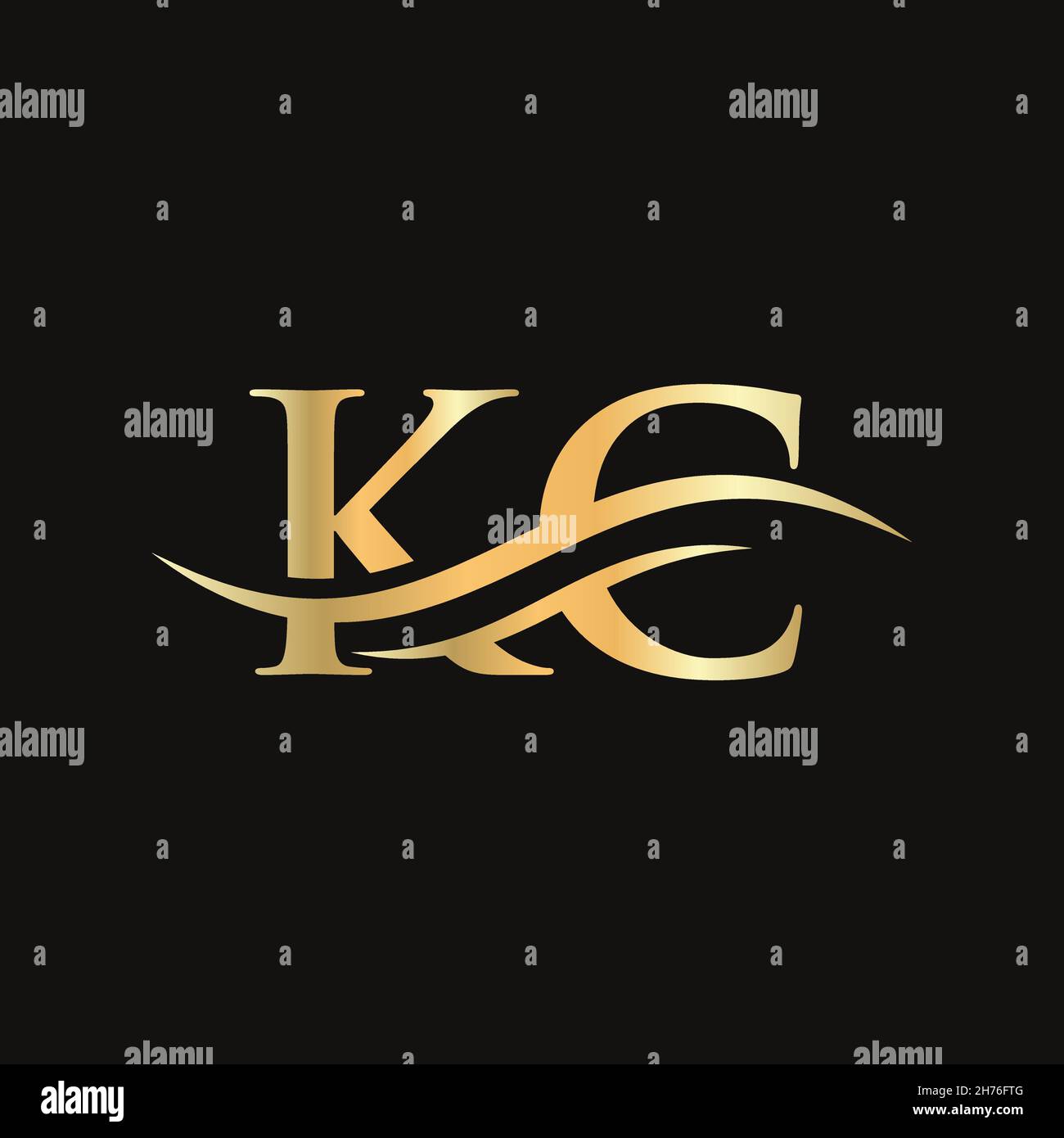 KC logo Design. Premium Letter KC Logo Design with water wave concept ...