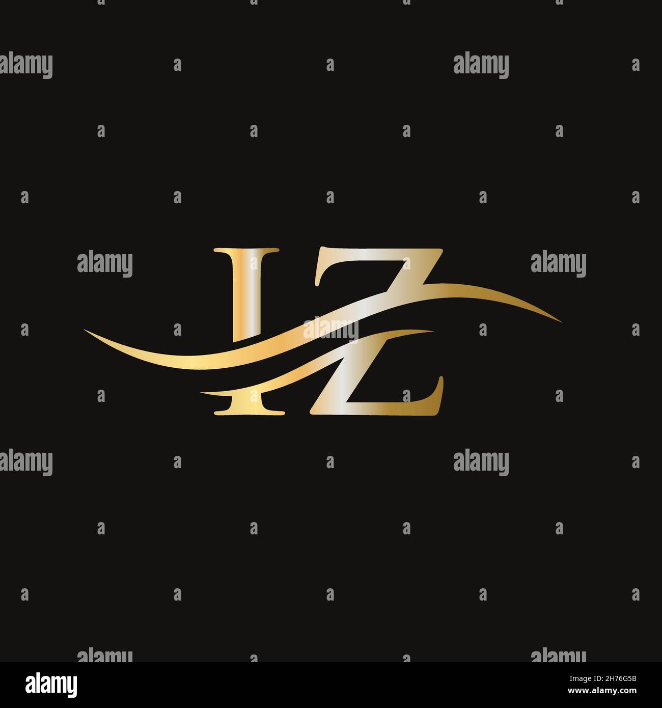 IZ Logo design vector. Swoosh letter IZ logo design Stock Vector Image ...