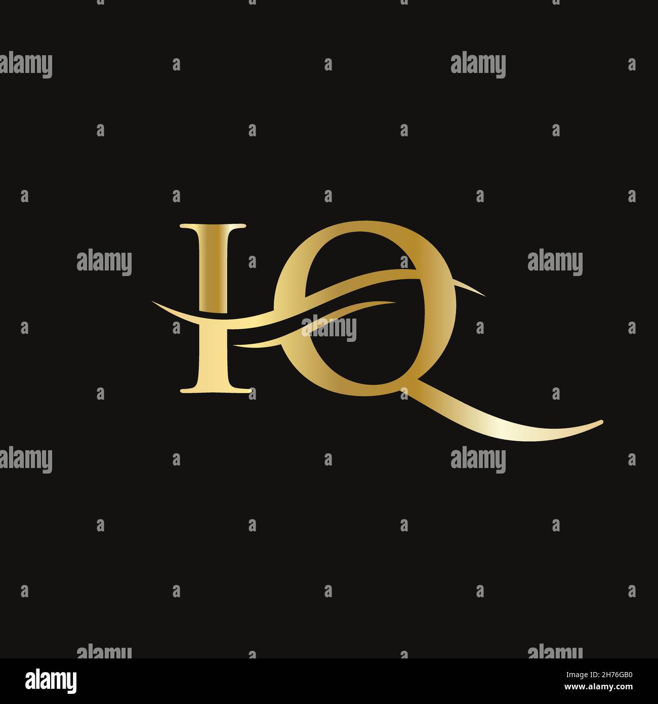 IQ logo Design. Premium Letter IQ Logo Design with water wave concept ...