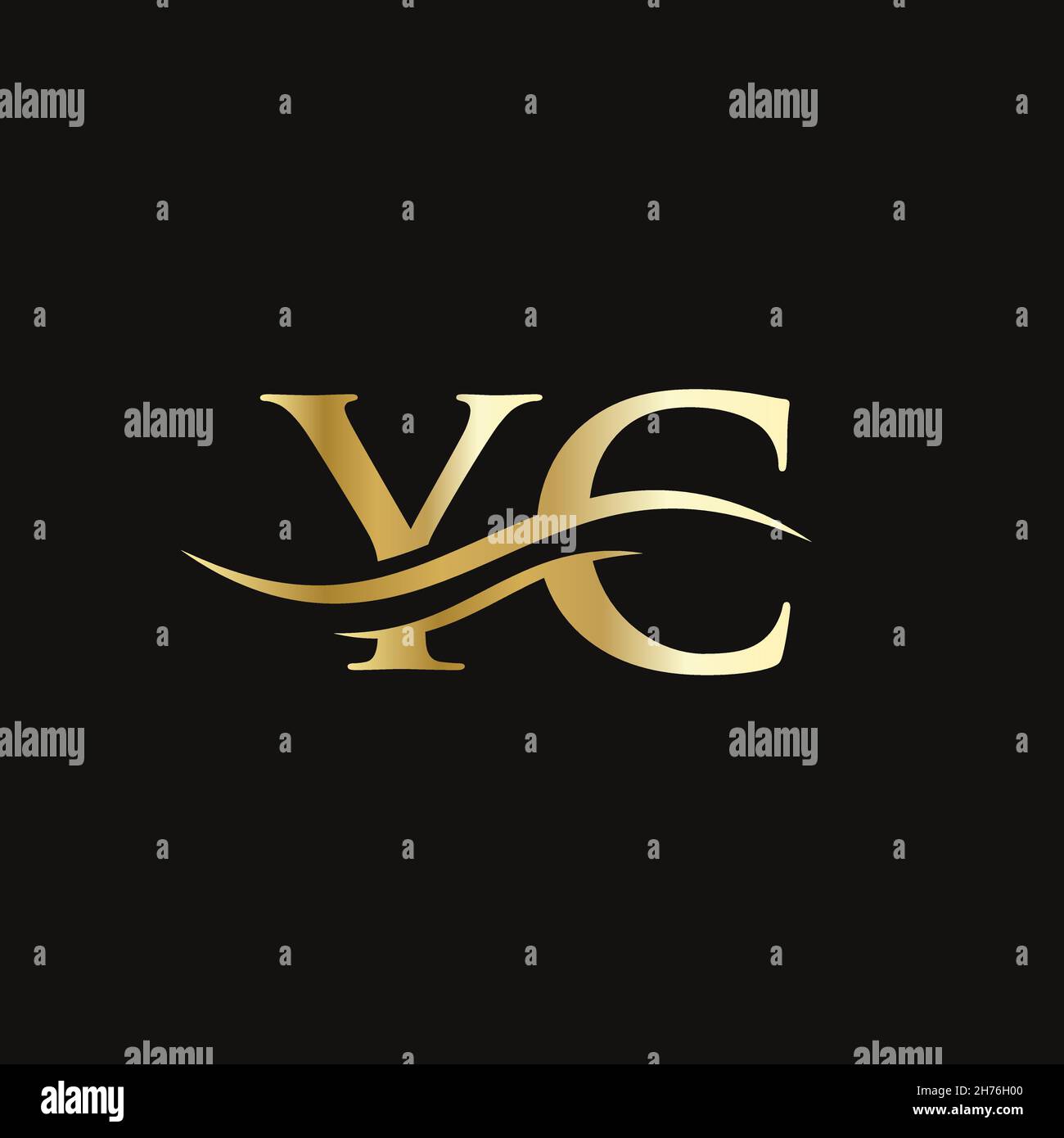 YC logo Design. Premium Letter YC Logo Design with water wave concept ...