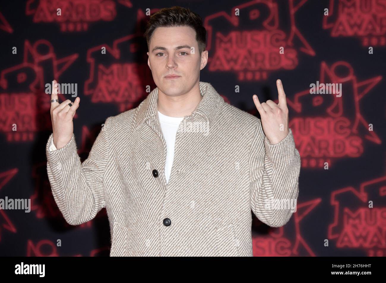 Tom Gregory attends the 22nd NRJ Music Awards, on November 20, 2021 in ...