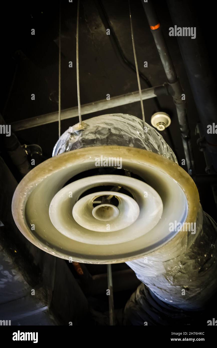 Typical outlet vent and central ventilation duct. A round galvanized ...