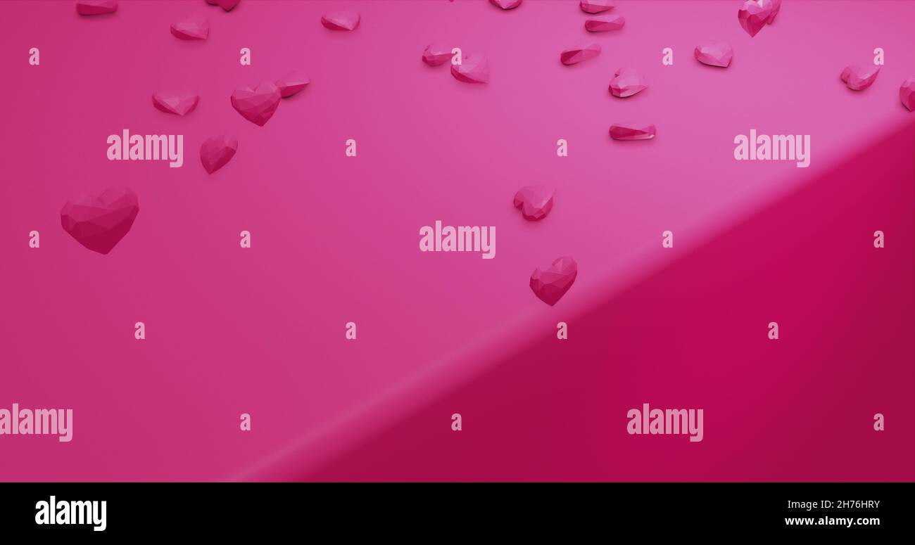 Pink cute falling polygonal hearts. Valentines Day. event background ...