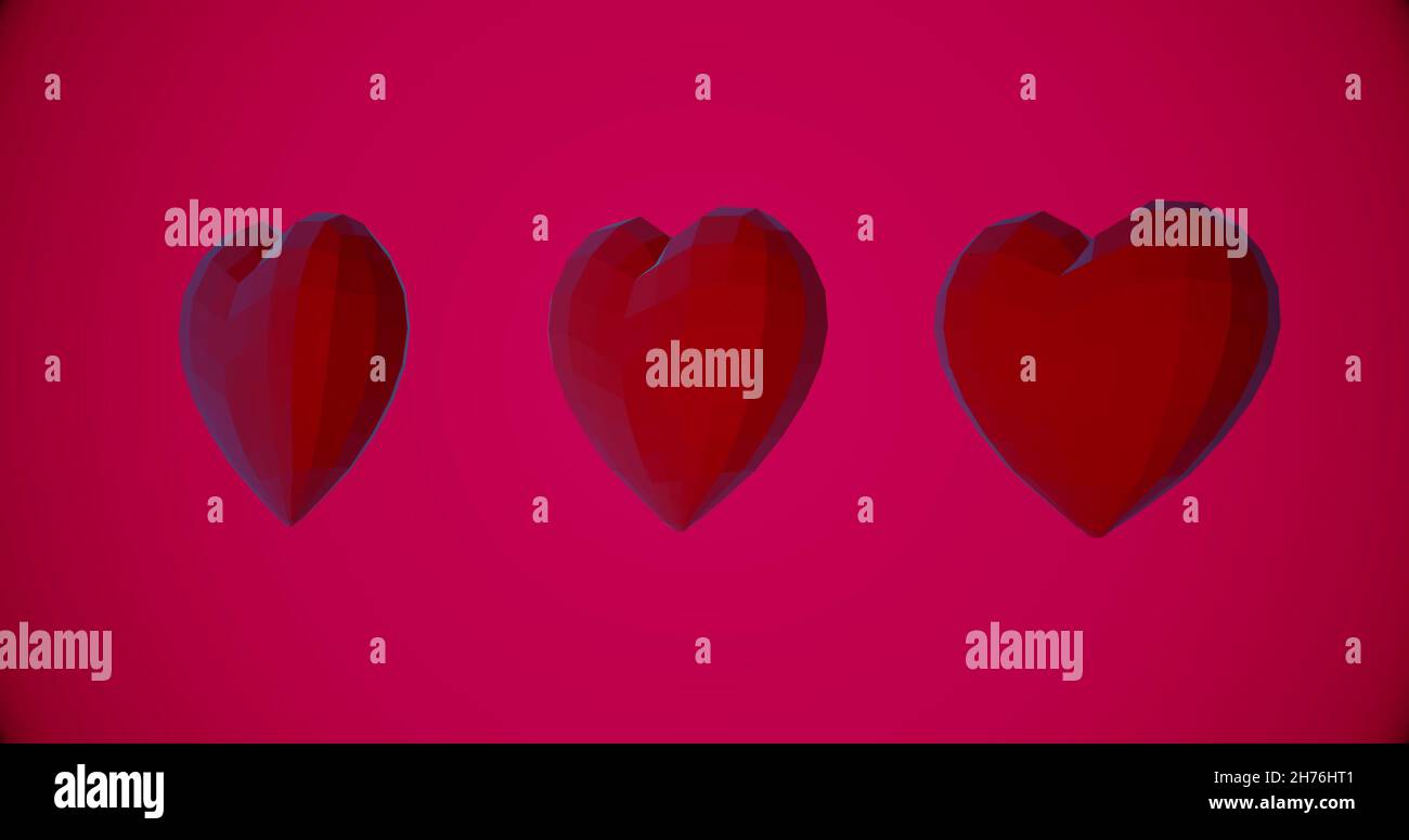 Romantic pattern with polygonal red hearts. For Valentine's Day event ...