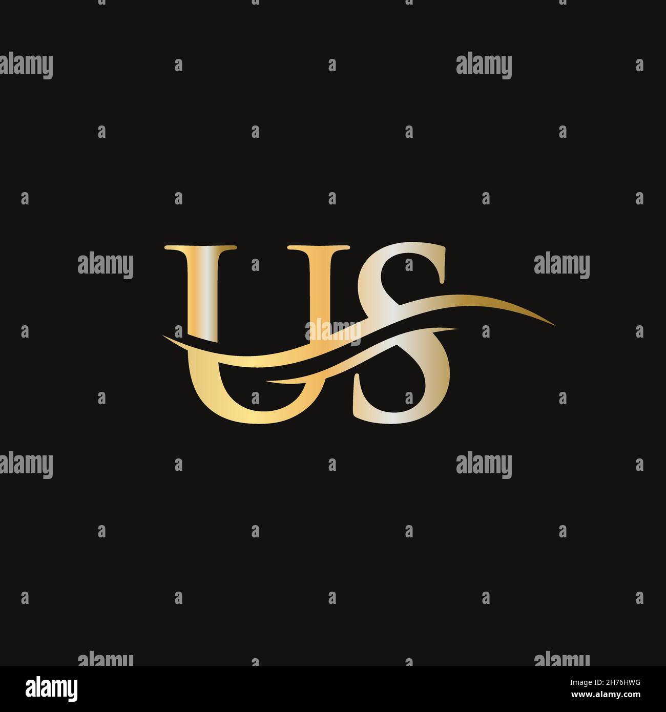 US Letter Linked Logo for business and company identity. Initial Letter ...