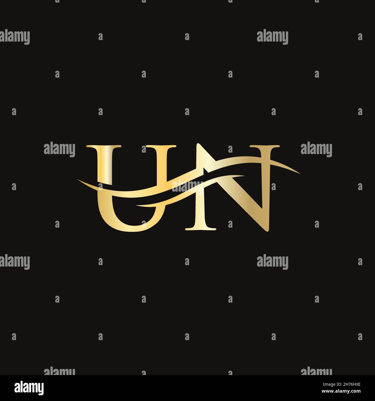 Initial UN letter linked logo vector template. Swoosh letter UN logo ...